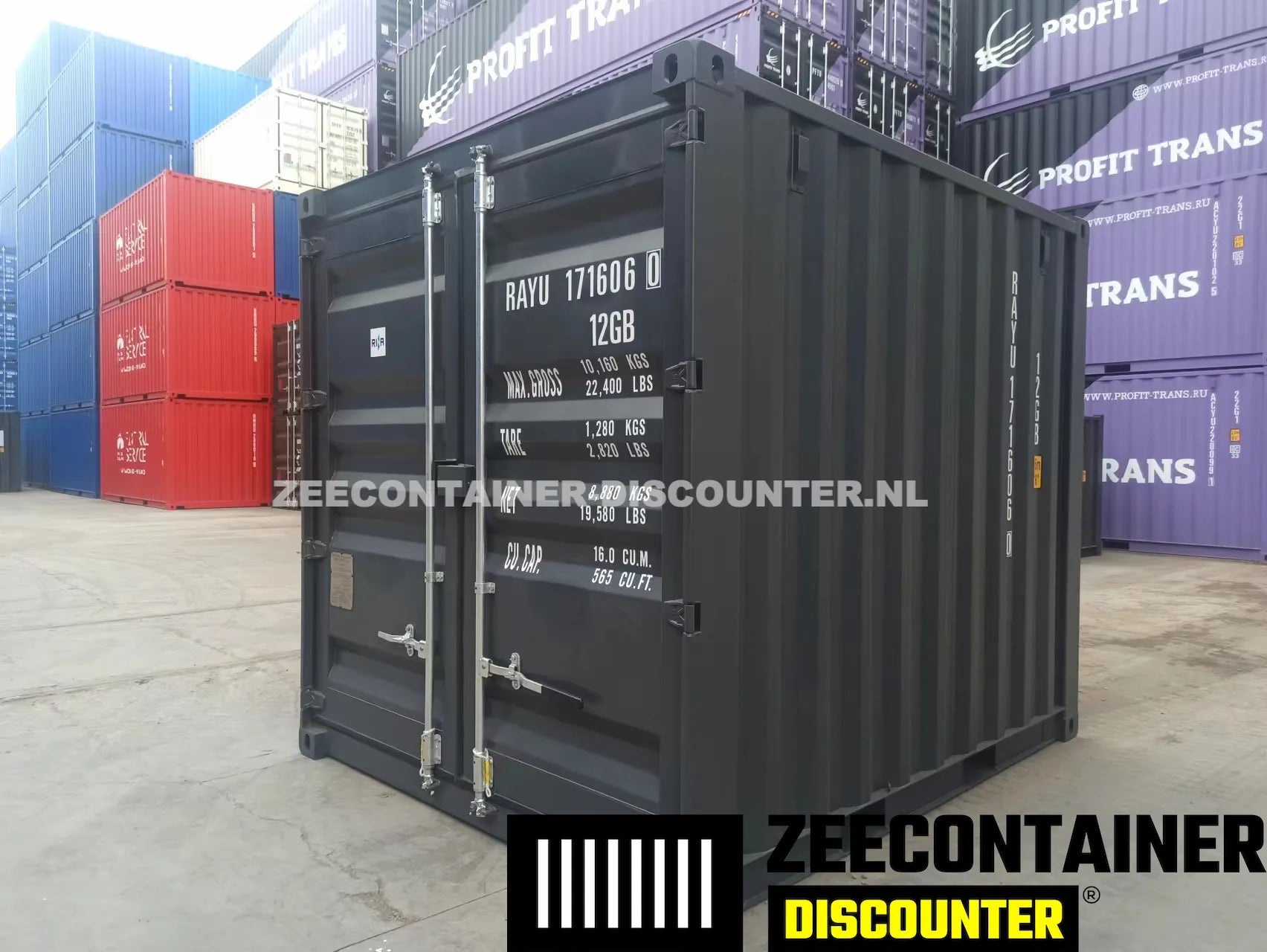 10ft Zeecontainer (Dry Van) – RAL 7016 Antracietgrijs – Nieuw (CSC ...