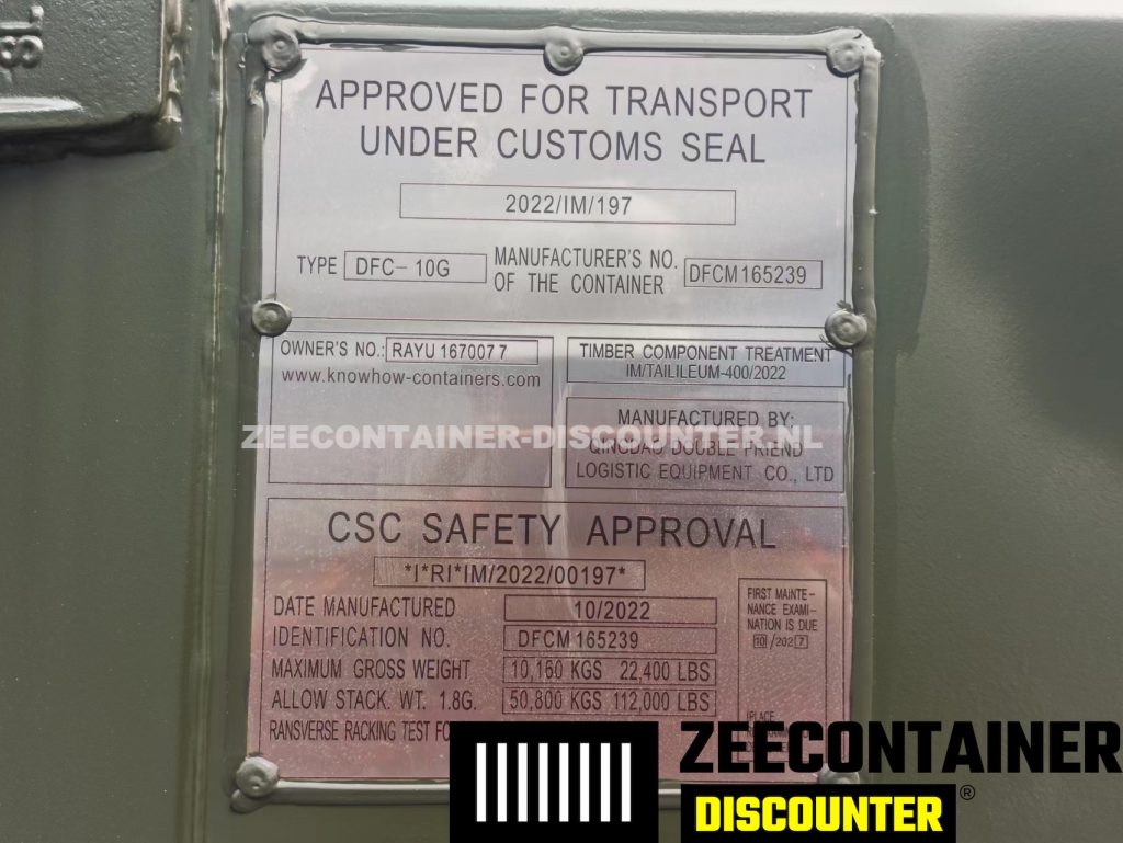 10ft container nieuw Groen RAL6007 - zeecontainer-discounter.nl