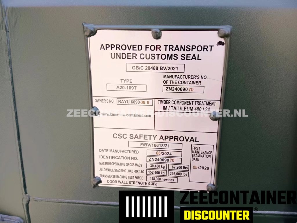 20ft zeecontainer dennen groen nieuw - zeecontainer-discounter.nl