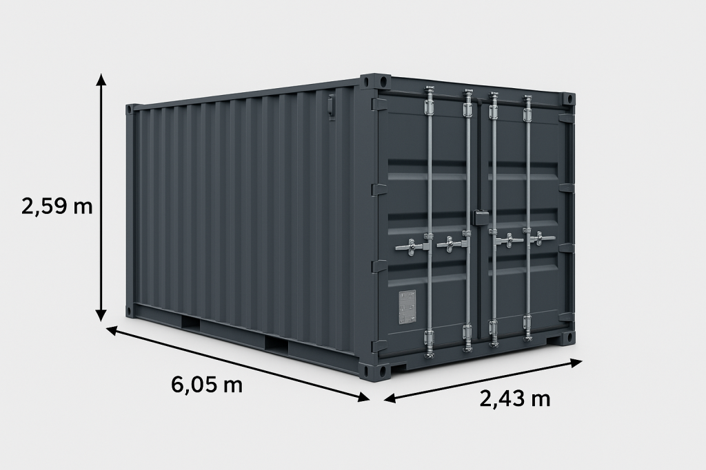 20ft container afmetingen: Buiten- en binnenmaat, gewicht & meer